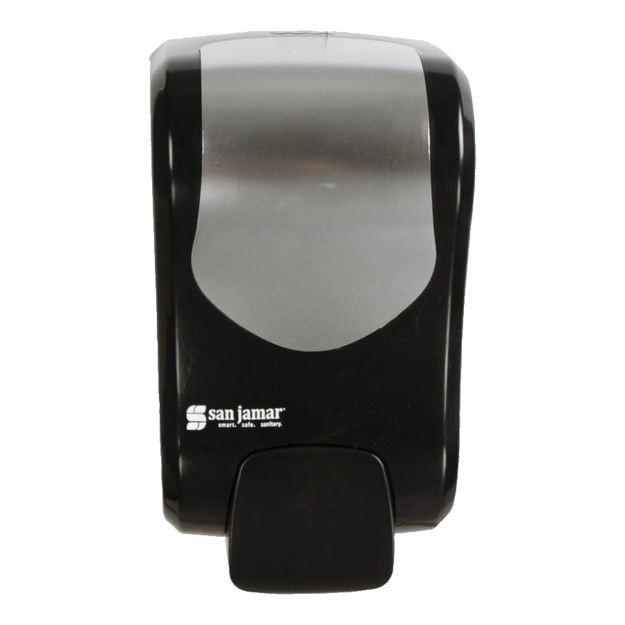 San Jamar SF970BKSS Rely Manual Soap & Sanitizer Dispenser – Chefs' Toys